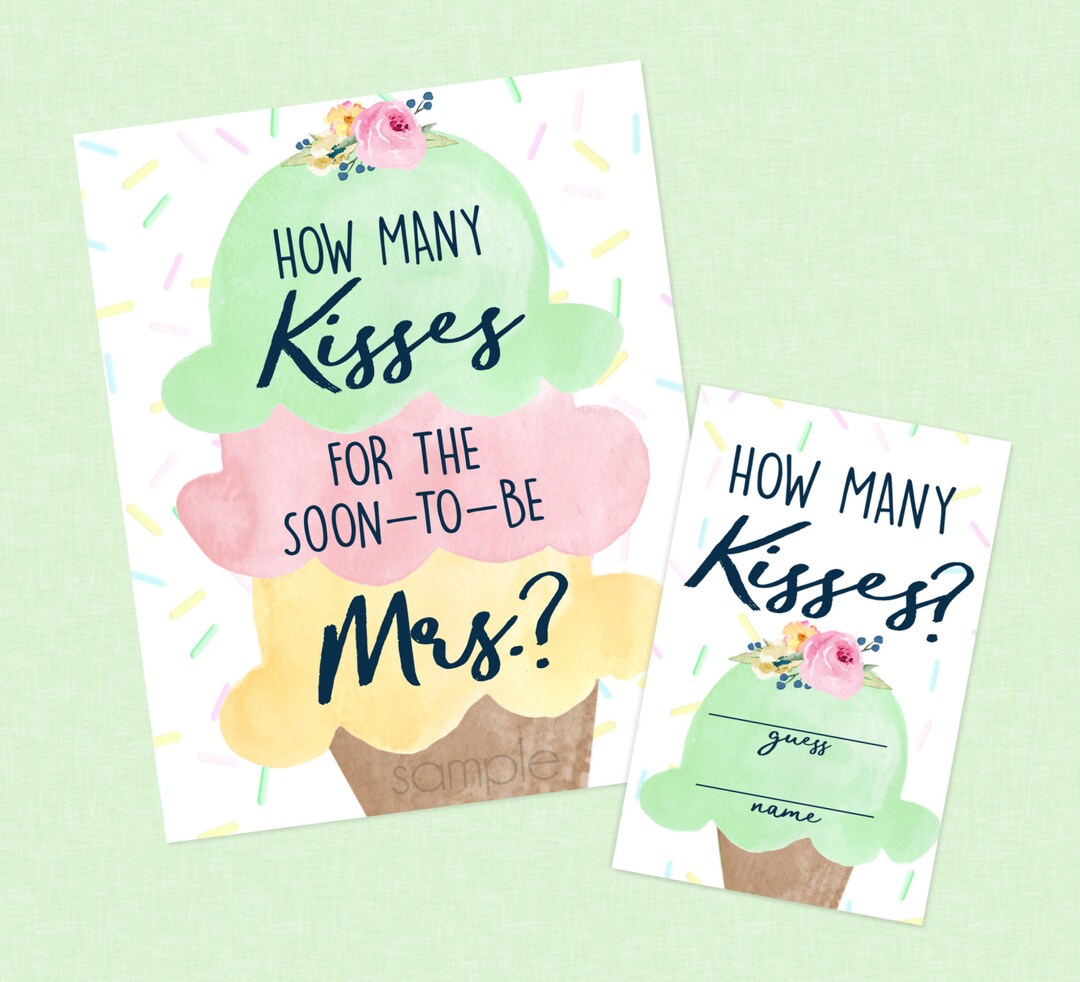 Kisses for the Mrs. Ice Cream Shower Game - INSTANT DOWNLOAD - Ice ...