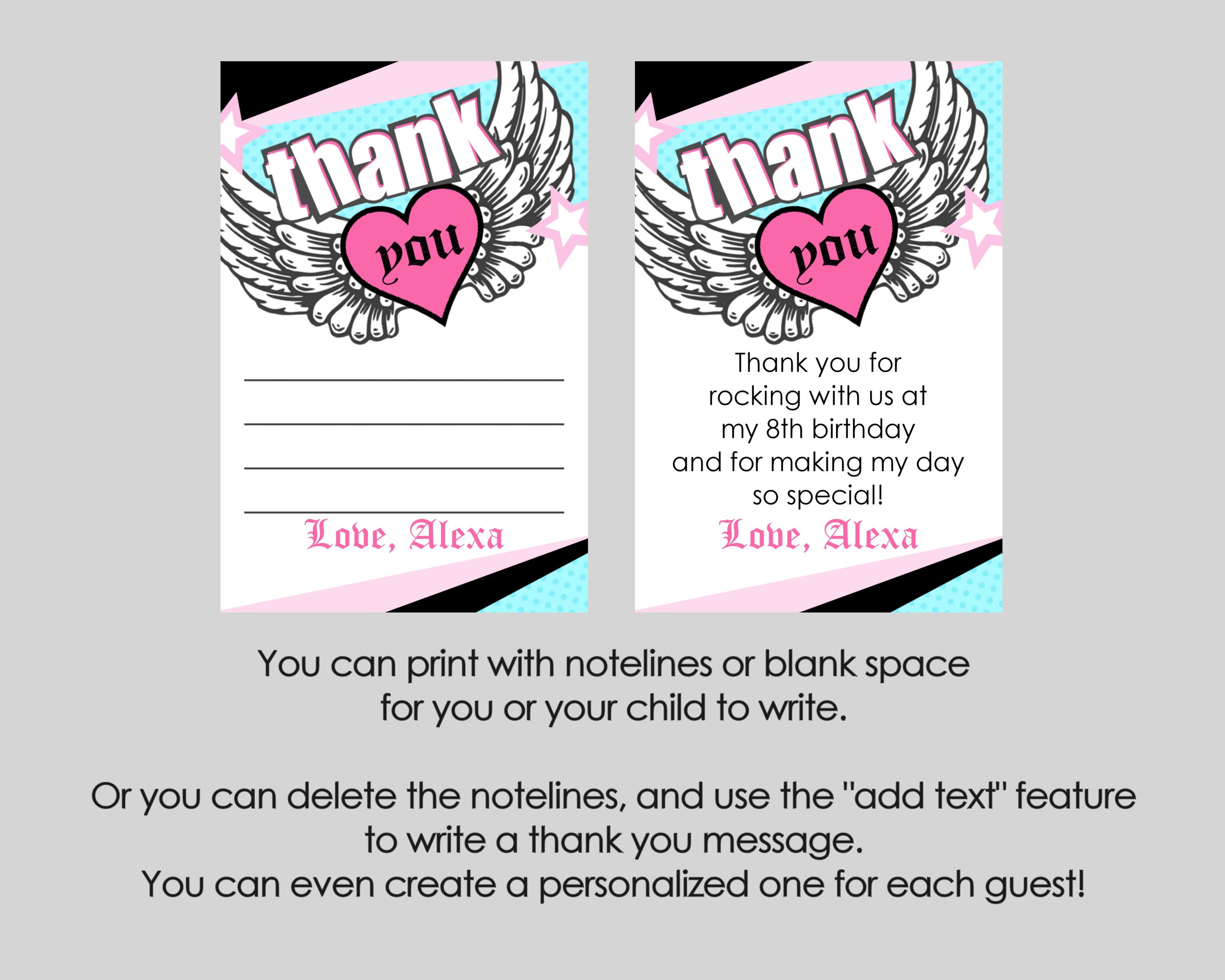 Girl Rockstar Thank You EDITABLE INSTANT DOWNLOAD Rockstar | Etsy