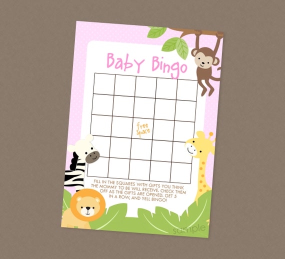 Safari Girl Baby Shower Bingo