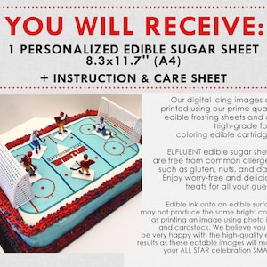 Edible Hockey Rink Personalized Birthday Cake Topper Sugar Sheet ...