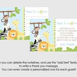 Safari Thank You Note EDITABLE INSTANT DOWNLOAD Jungle Thank You ...