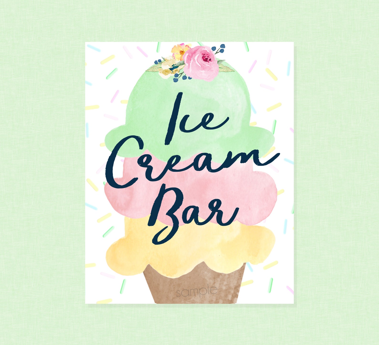 Ice Cream Bar Sign INSTANT DOWNLOAD Ice Cream Party Sign | Etsy