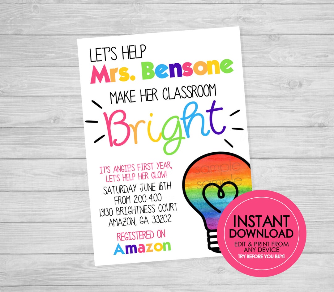 Rainbow Stock the Classroom Invitation EDITABLE INSTANT DOWNLOAD ...