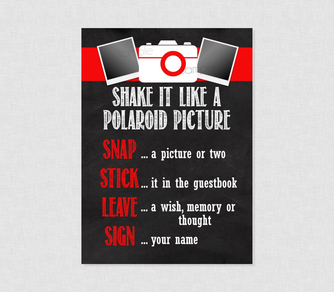 Shake It Like a Polaroid Picture Party Sign - INSTANT DOWNLOAD - Red ...