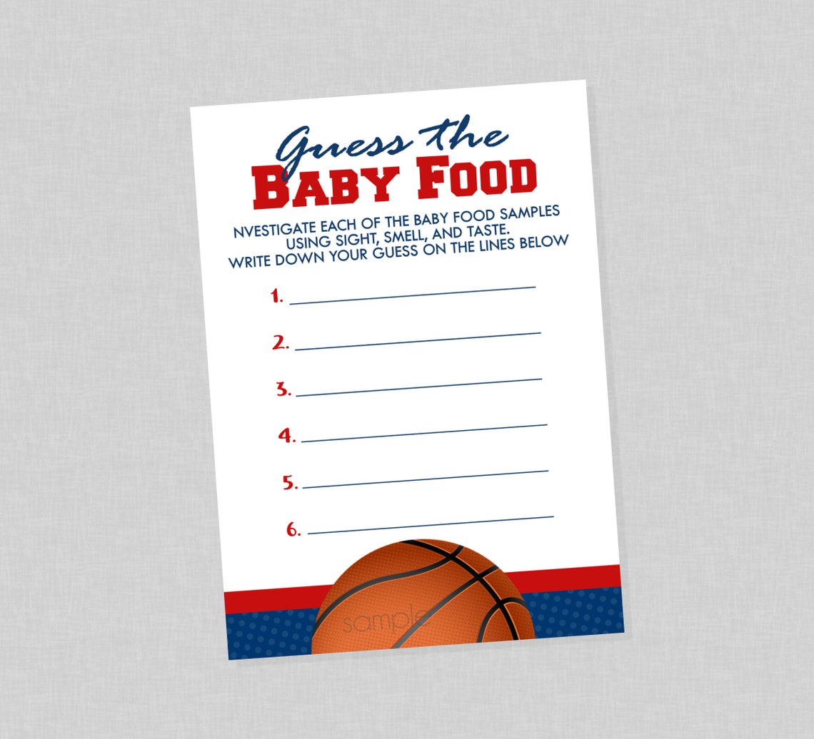 Basketball Guess the Baby Food Shower Game - INSTANT DOWNLOAD ...