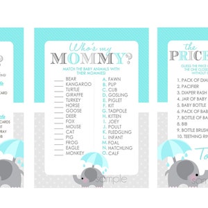 Elephant Baby Shower Game Pack - INSTANT DOWNLOAD - Elephant Shower ...