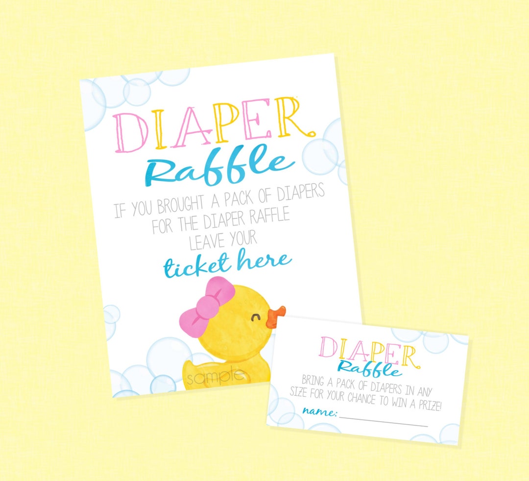 Girl Rubber Duck Baby Shower Diaper Raffle - INSTANT DOWNLOAD - Diaper ...