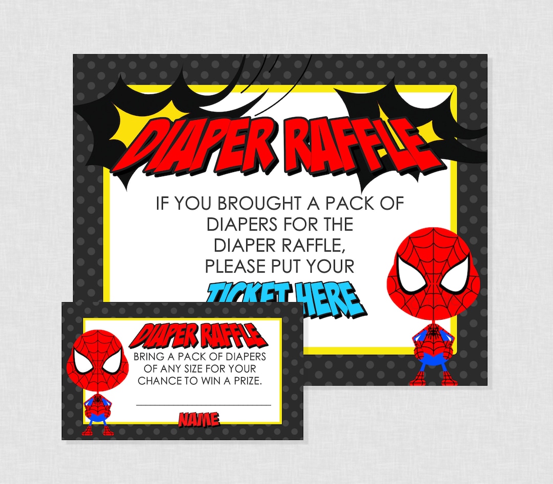 Black Superhero Diaper Raffle - INSTANT DOWNLOAD - Diaper Raffle Insert ...