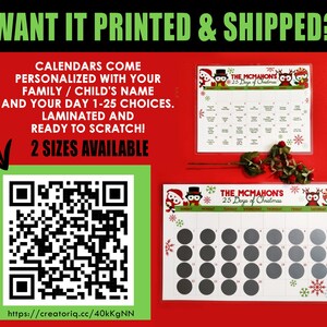 25 Days of Christmas Activity Calendar - EDITABLE INSTANT DOWNLOAD ...