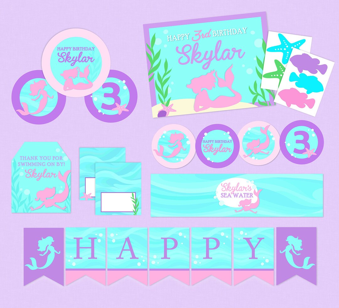 Little Mermaid Mega Party Pack Mermaid Birthday Mermaid - Etsy
