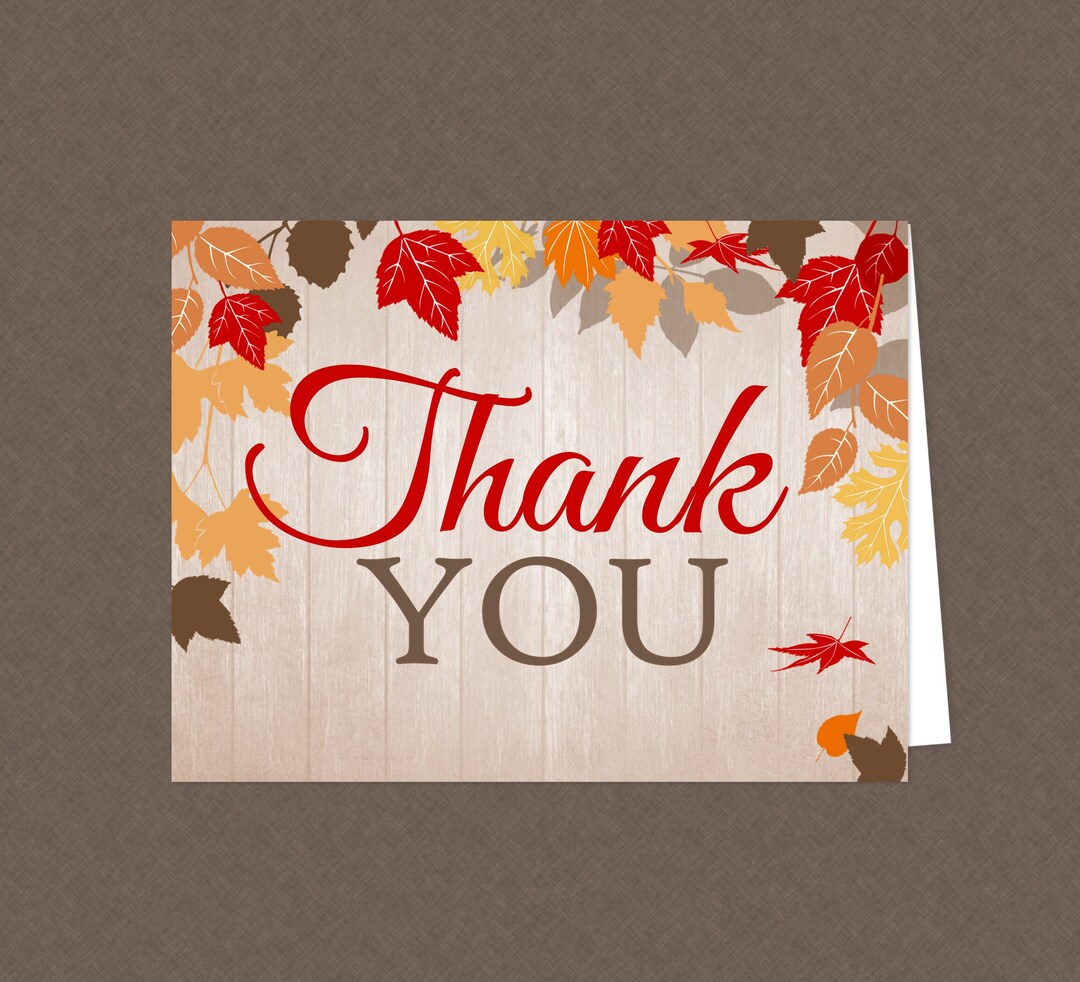 Fall Leaves Thank You Card - INSTANT DOWNLOAD - Fall Bridal Shower ...