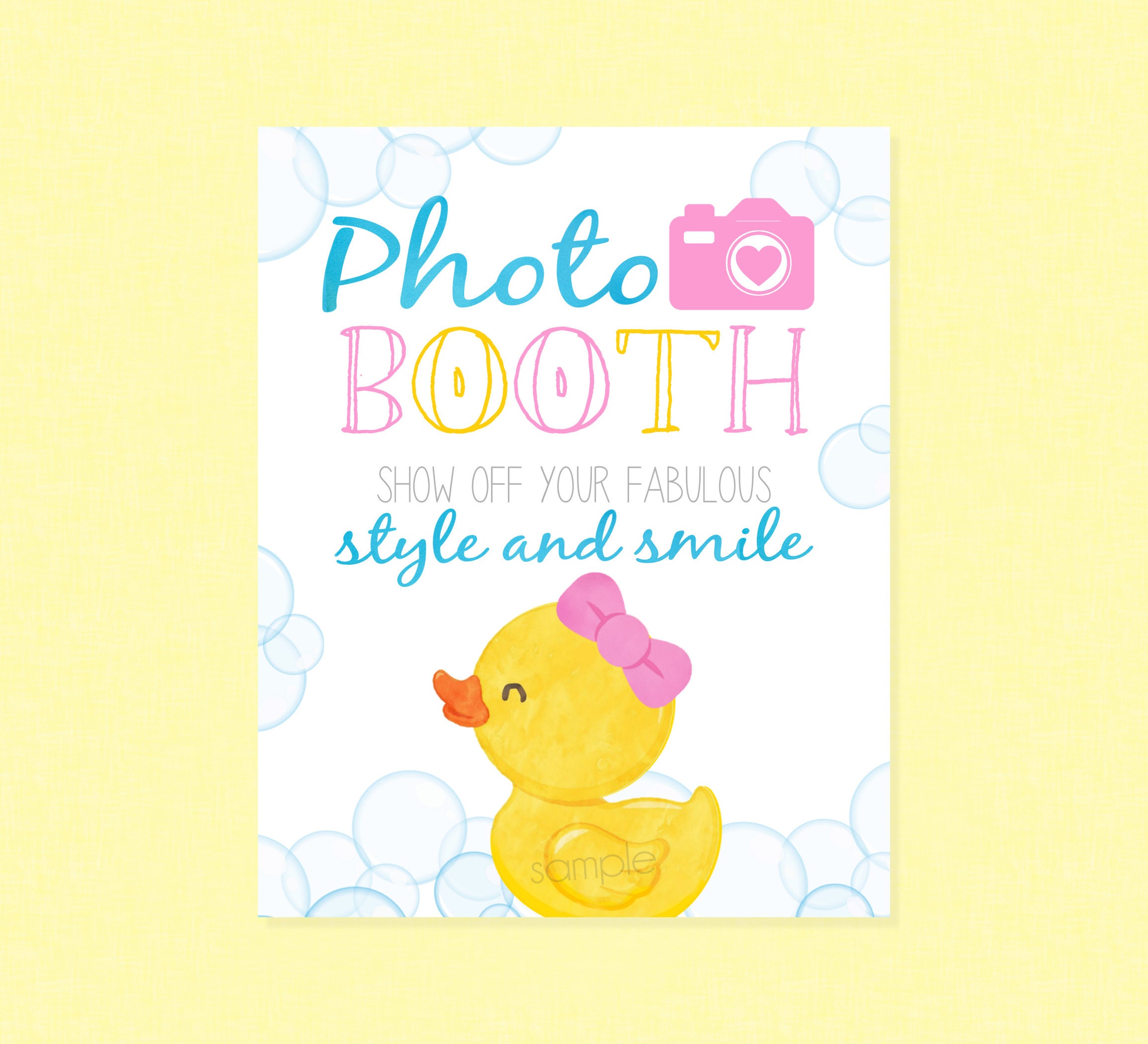 Rubber Duck Photo Booth Party Sign - INSTANT DOWNLOAD - Duck Baby ...