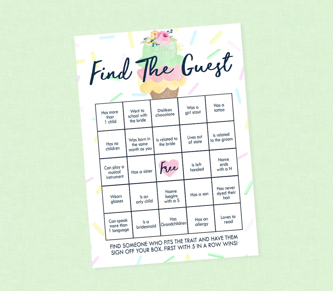 Find the Guest Shower Game - INSTANT DOWNLOAD - Ice Cream Bridal Shower ...