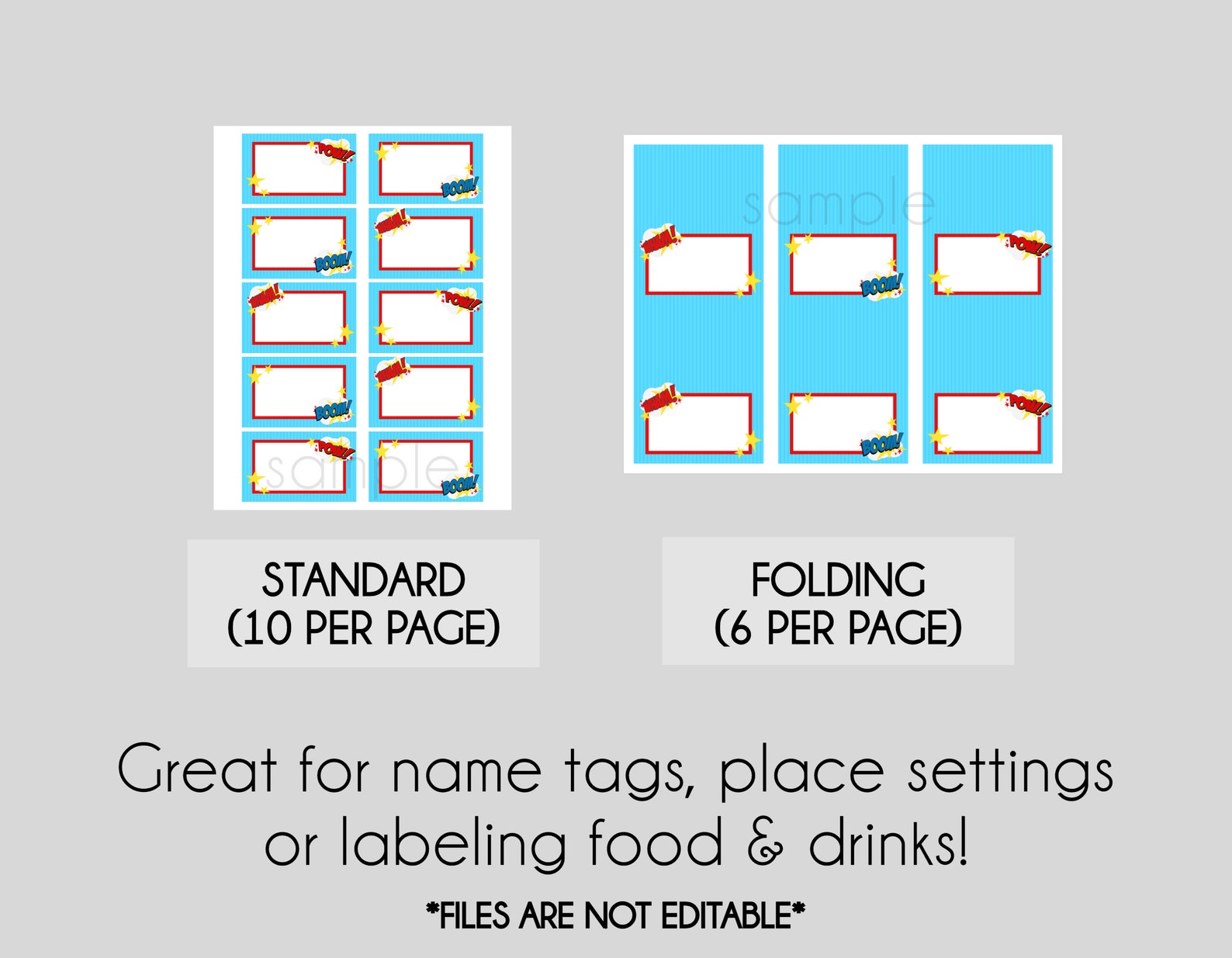 Superhero Label Cards - INSTANT DOWNLOAD - Superhero Birthday, Food ...