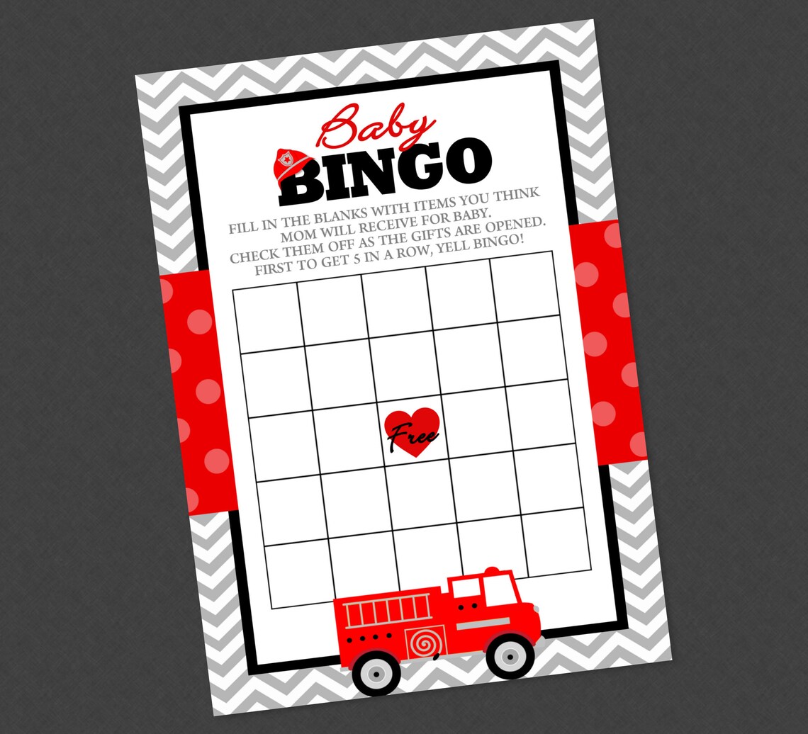 Firetruck Baby Shower Bingo INSTANT DOWNLOAD Firetruck - Etsy