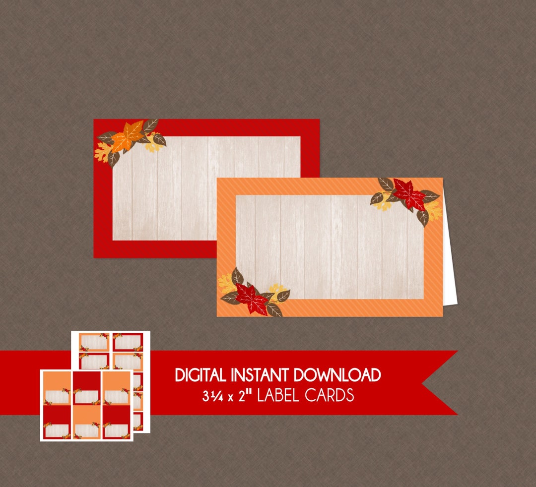 Fall Leaves Label Cards - INSTANT DOWNLOAD - Fall Bridal Shower, Fall ...