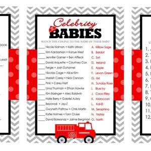 Firetruck Baby Shower Game Pack - INSTANT DOWNLOAD - Fire Truck Shower ...