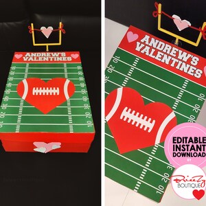 Printable Valentines Football Field for Box - EDITABLE INSTANT DOWNLOAD ...