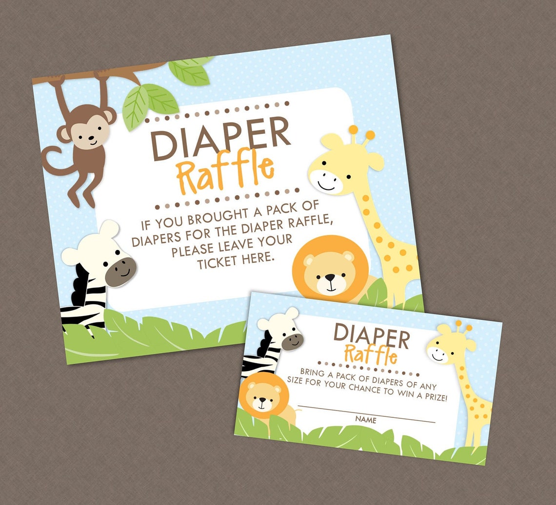 Safari Baby Shower Diaper Raffle INSTANT DOWNLOAD Diaper - Etsy