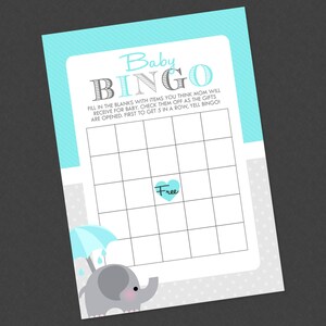 Elephant Baby Shower Bingo - INSTANT DOWNLOAD - Elephant Baby Shower ...