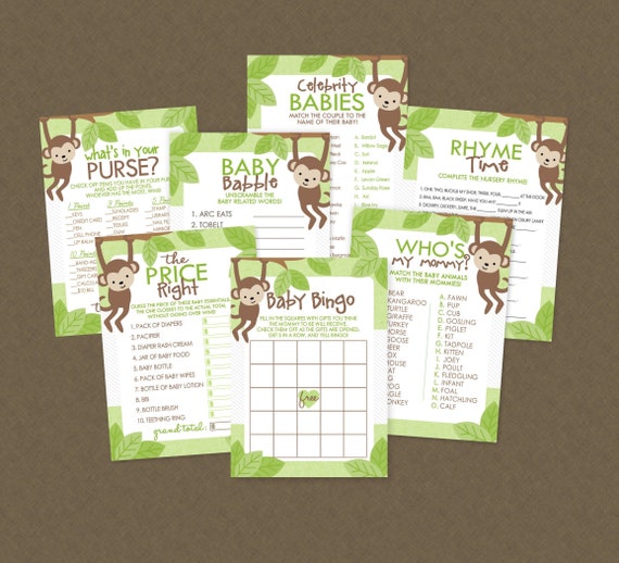 Monkey Baby Shower Games Printable
