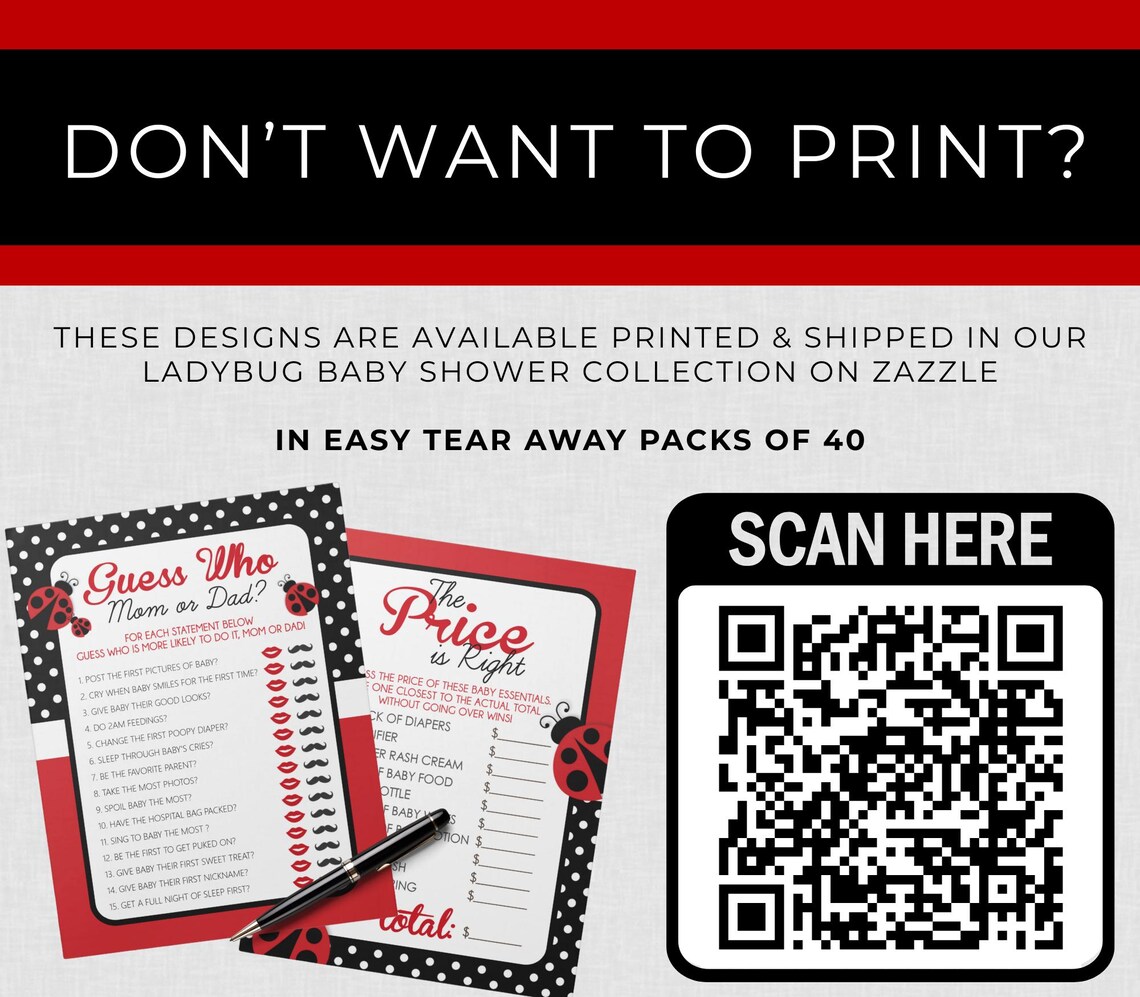 Ladybug Baby Shower Game Pack - INSTANT DOWNLOAD - Ladybug Shower Games ...