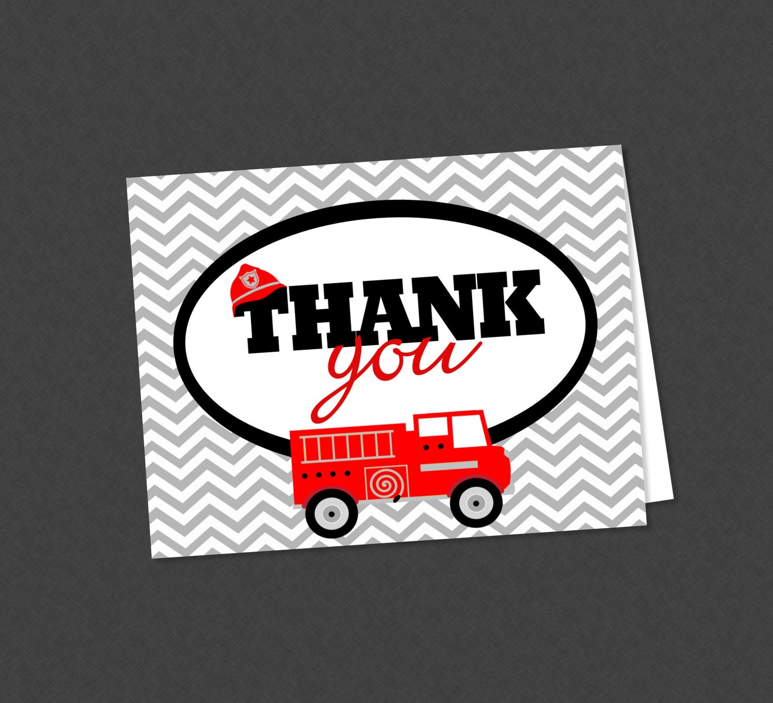 Firetruck Thank You Card - INSTANT DOWNLOAD - Firetruck Baby Shower ...