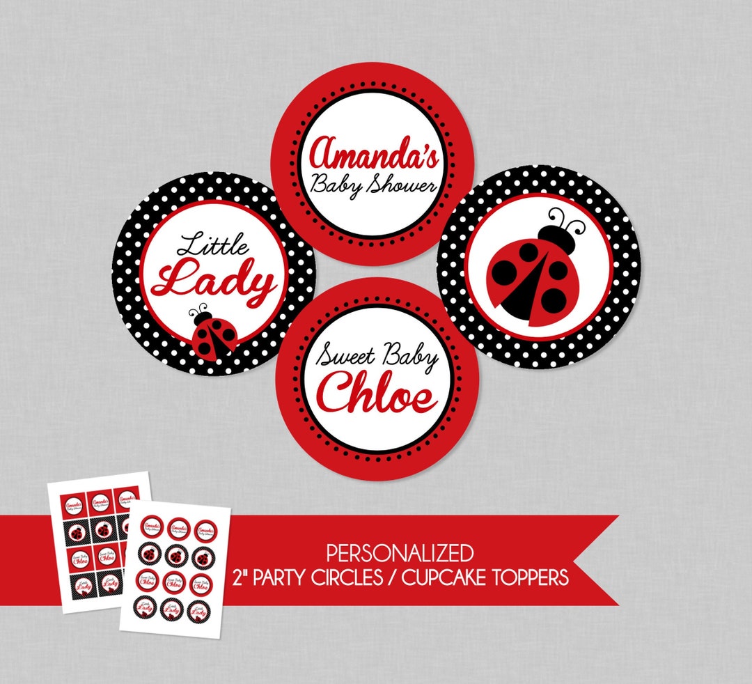 Ladybug Baby Shower Cupcake Toppers / Party Circles, Ladybug Baby ...