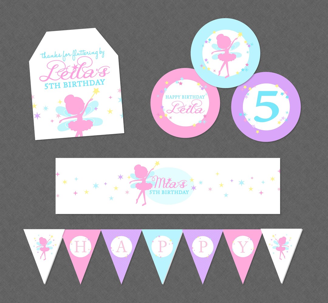 Pastel Fairy Mini Party Pack, Fairy Birthday, Fairy Party Decorations ...