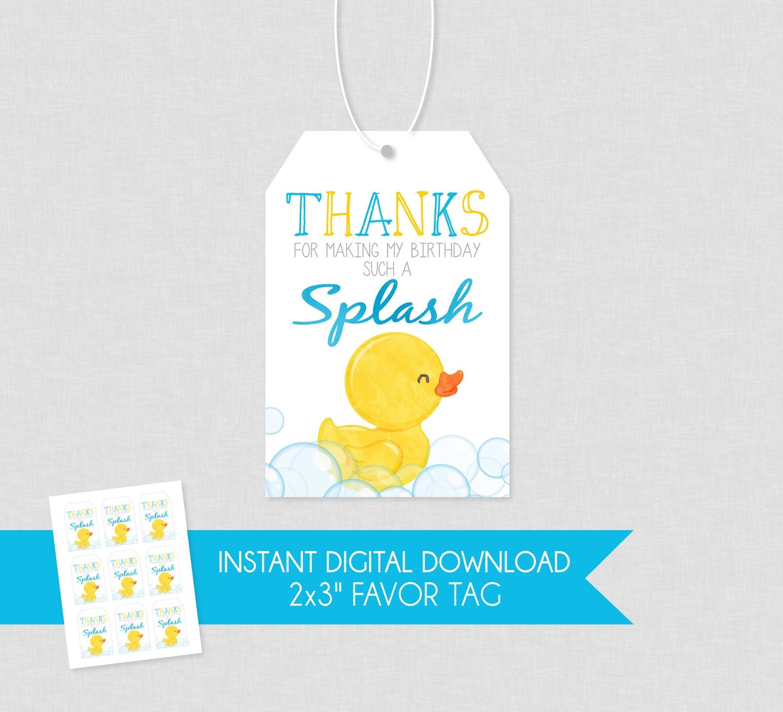 Rubber Duck Birthday Favor Tag INSTANT DOWNLOAD Duckie | Etsy