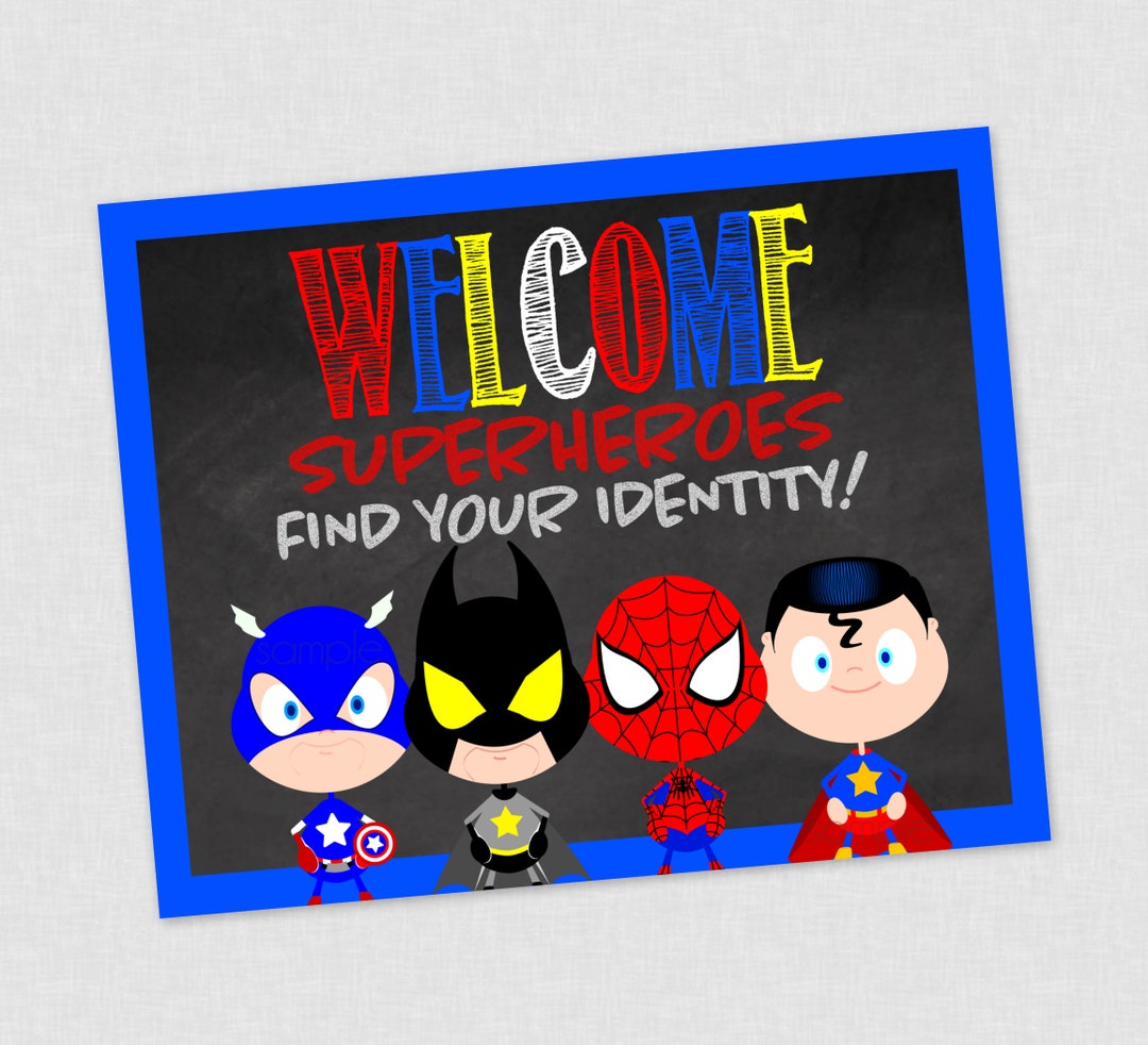 Superhero Find Your Identity Party Sign - INSTANT DOWNLOAD - Superhero ...