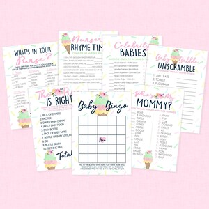Ice Cream Baby Shower Game Pack - INSTANT DOWNLOAD - Ice Cream Shower ...