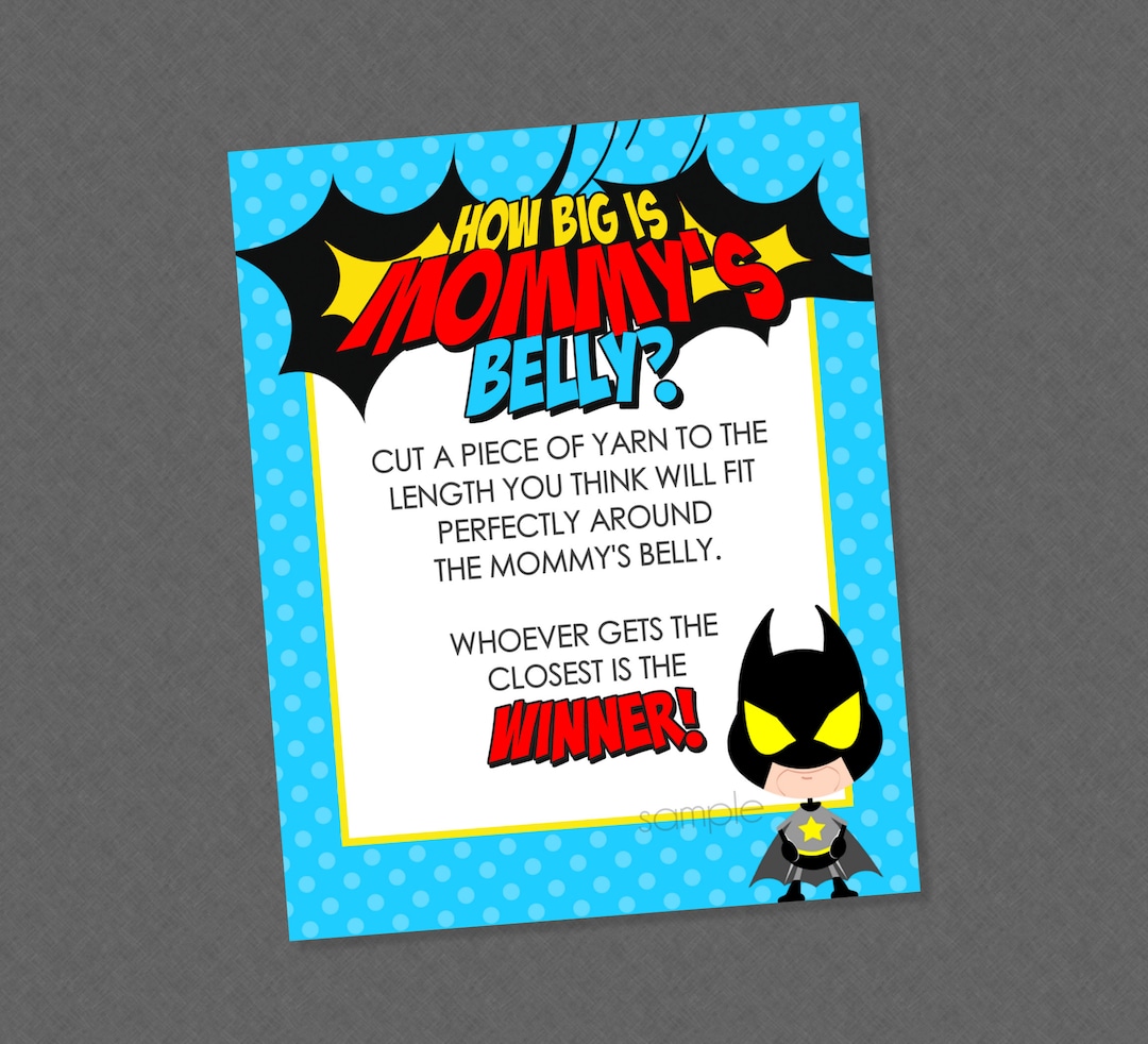 Superhero How Big is Mommy's Belly Game - INSTANT DOWNLOAD - Superhero ...