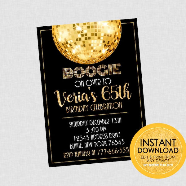 50th Disco Invitation - Etsy