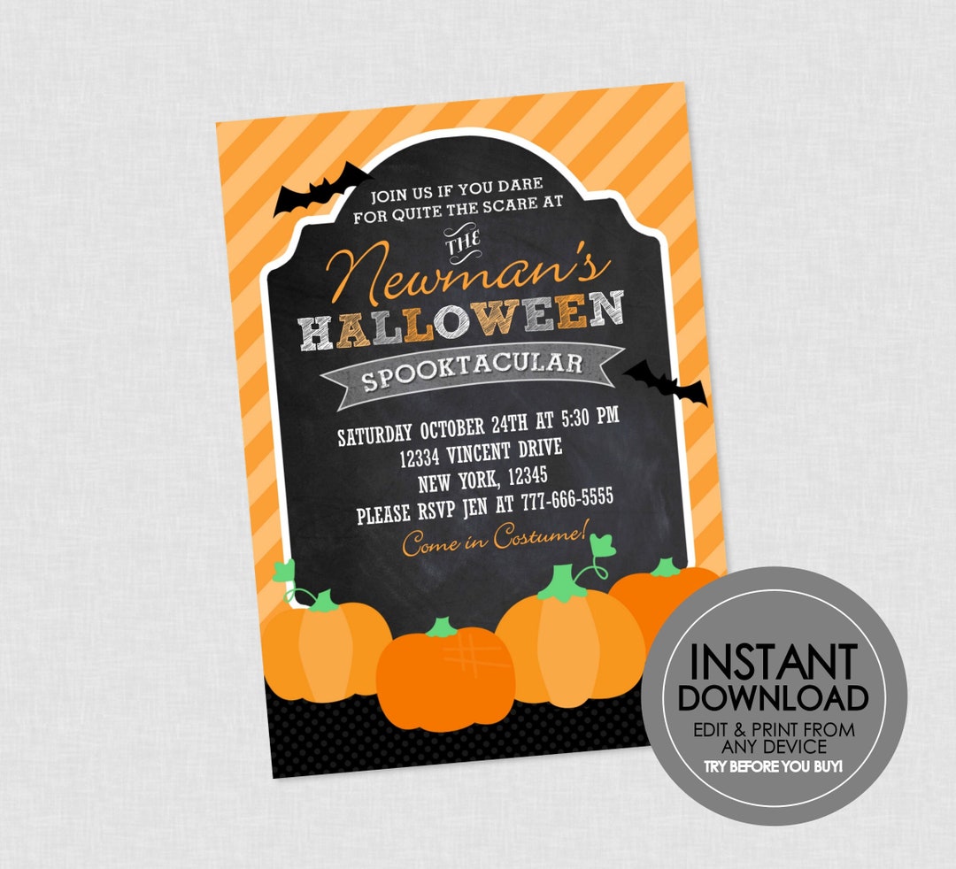 Halloween Party Invites EDITABLE INSTANT DOWNLOAD Halloween Party ...