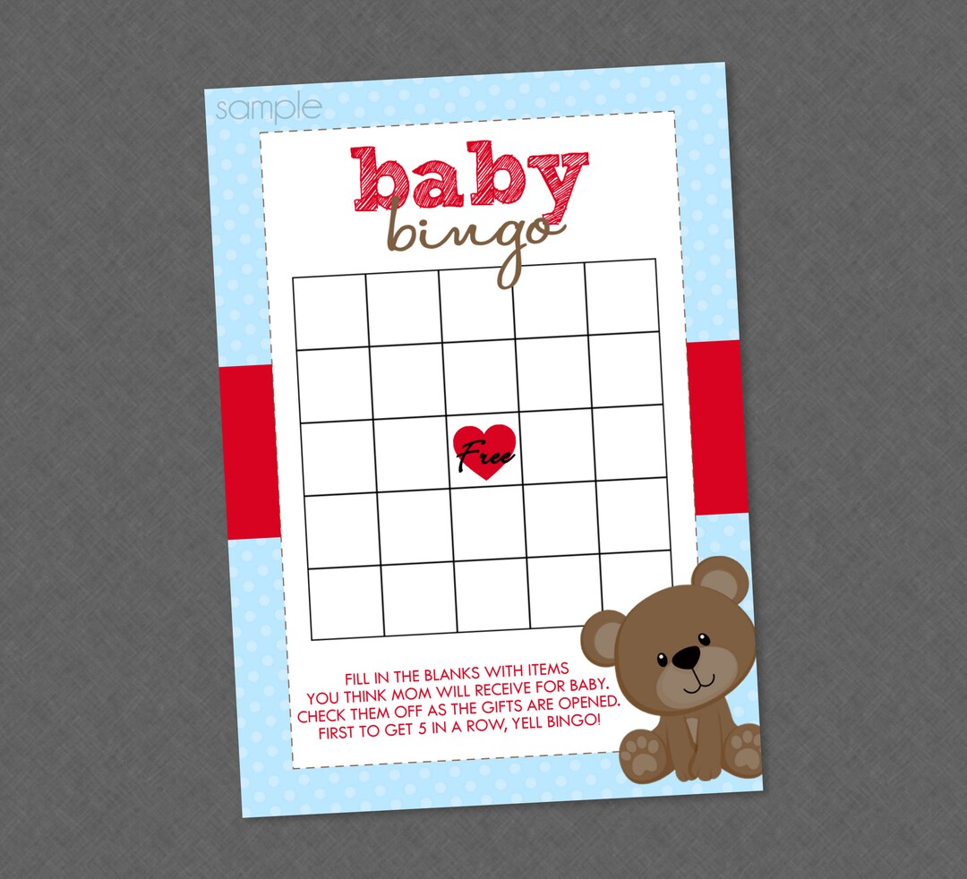 Teddy Bear Baby Shower Bingo - INSTANT DOWNLOAD - Bear Shower Games ...