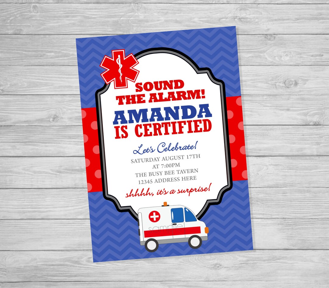 EMS / EMT Party Invitation Editable Instant Download EMT Certification ...