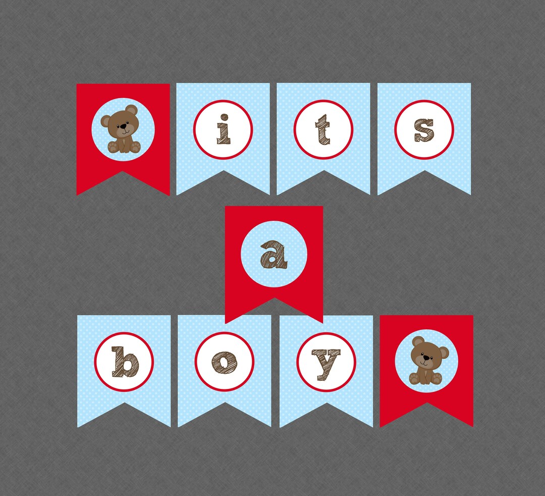 Teddy Bear Baby Shower Hanging Banner - INSTANT DOWNLOAD - Teddy Bear ...