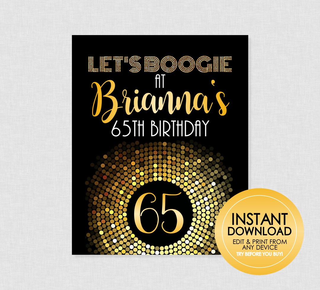 Disco Birthday Party Sign - EDITABLE INSTANT DOWNLOAD - Disco Welcome ...