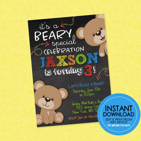 Build a Bear Invite - Etsy