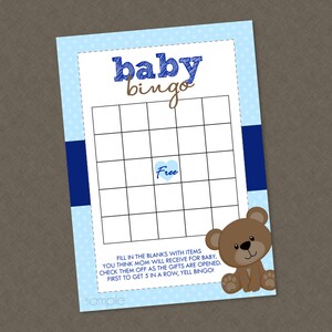 Teddy Bear Baby Shower Bingo - INSTANT DOWNLOAD - Bear Shower Games ...
