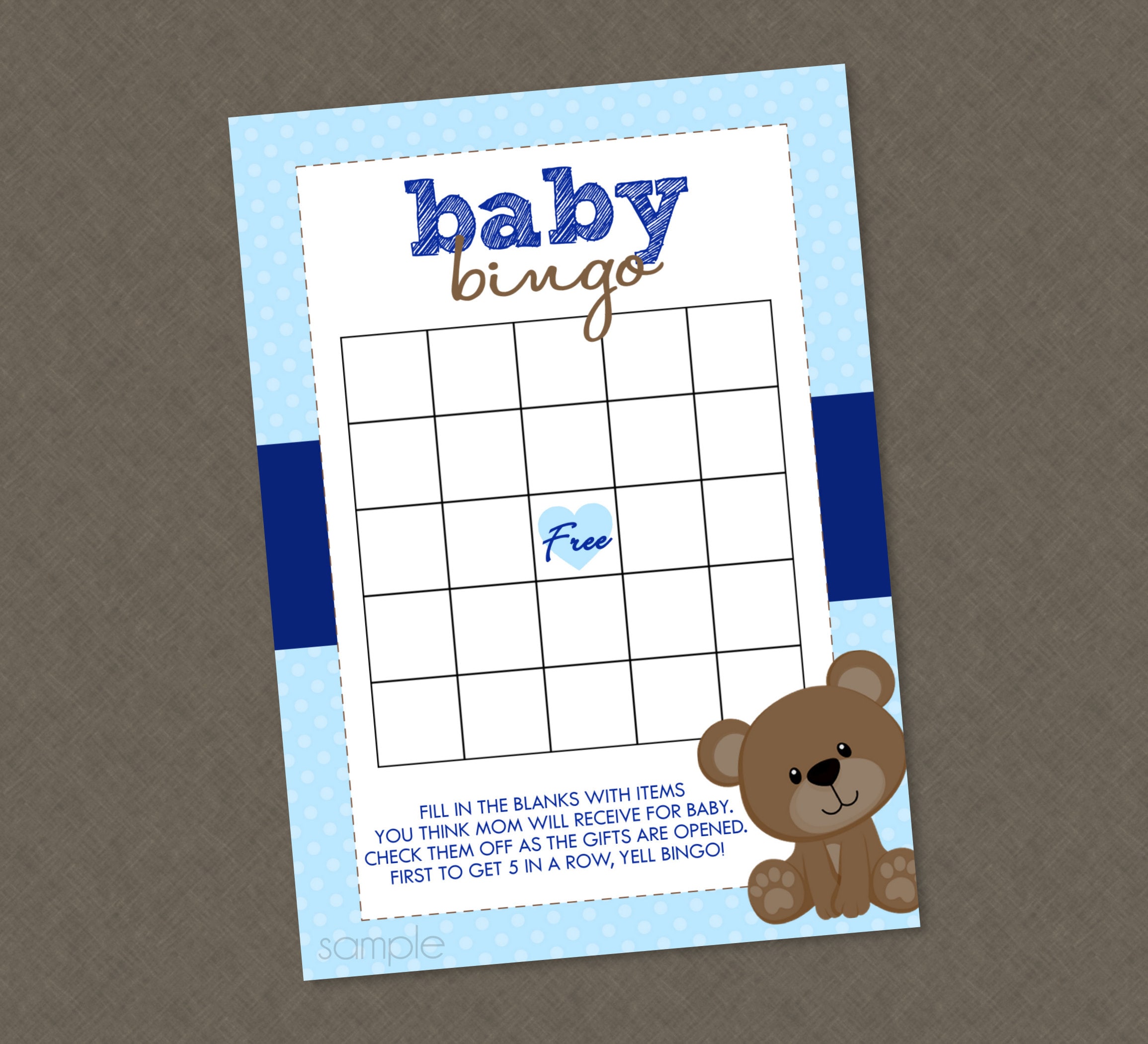 Teddy Bear Baby Shower Bingo - INSTANT DOWNLOAD - Bear Shower Games ...