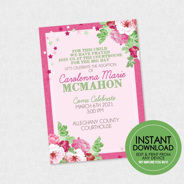 Adoption Celebration Invitation - Etsy