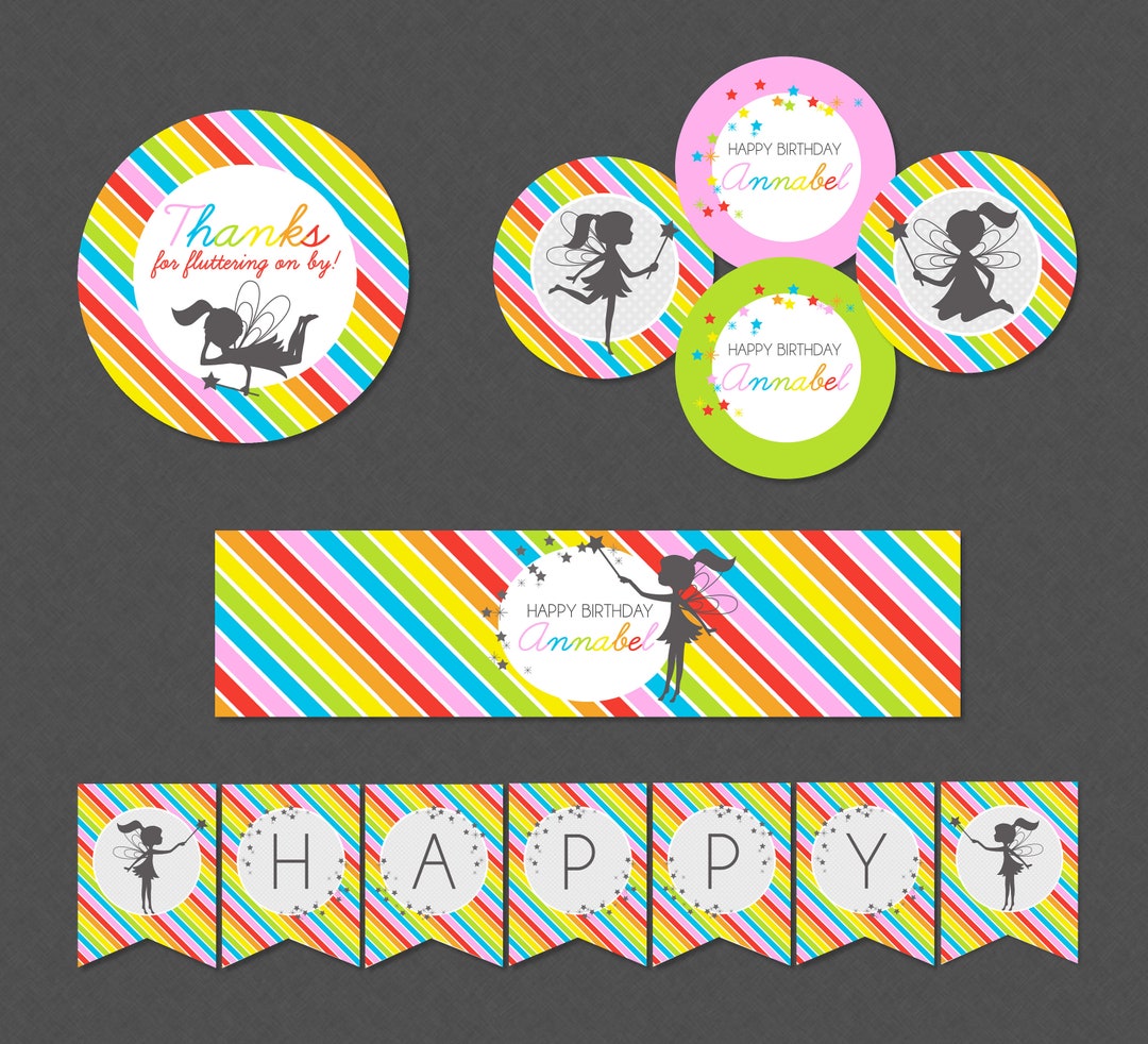 Rainbow Fairy Mini Party Pack, Fairy Birthday, Fairy Party Decorations ...