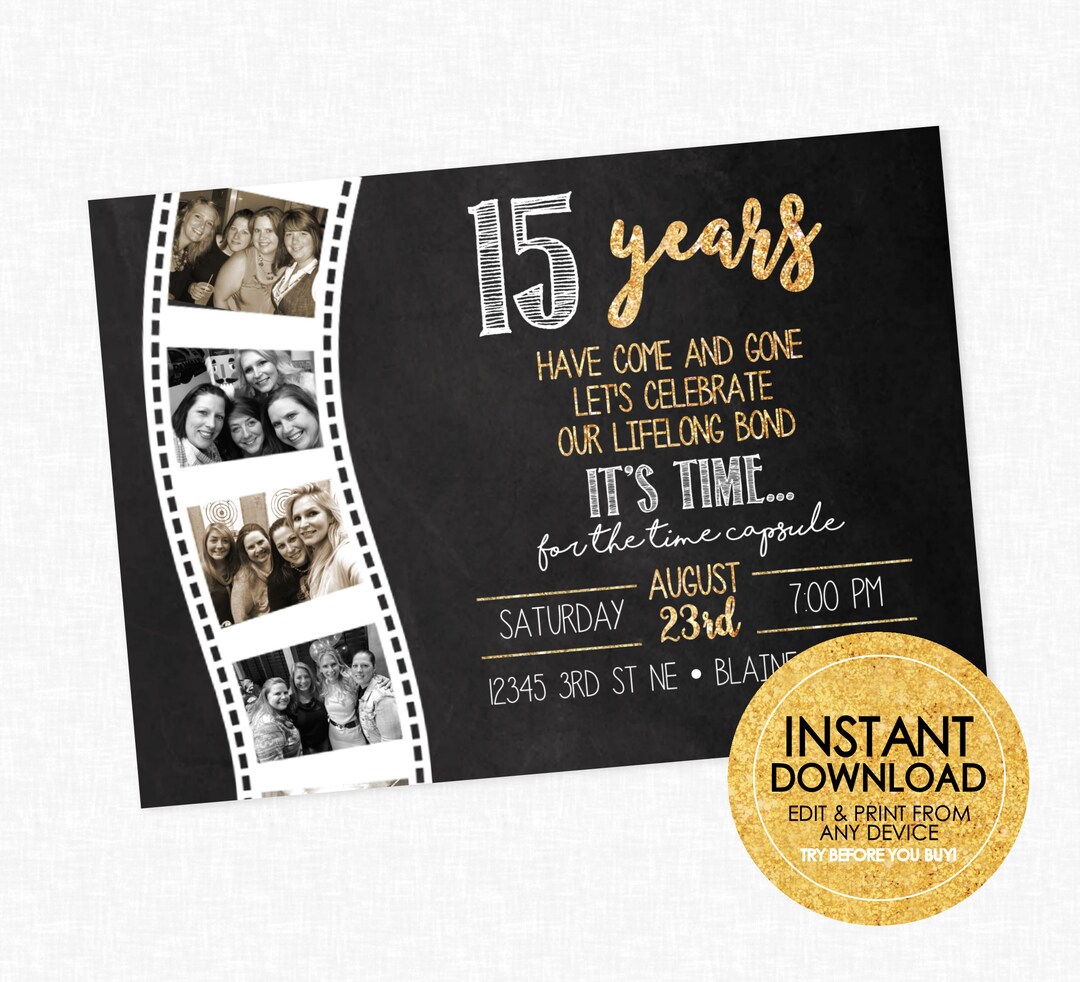 Time Capsule Invite - INSTANT DOWNLOAD - Time Capsule Opening ...
