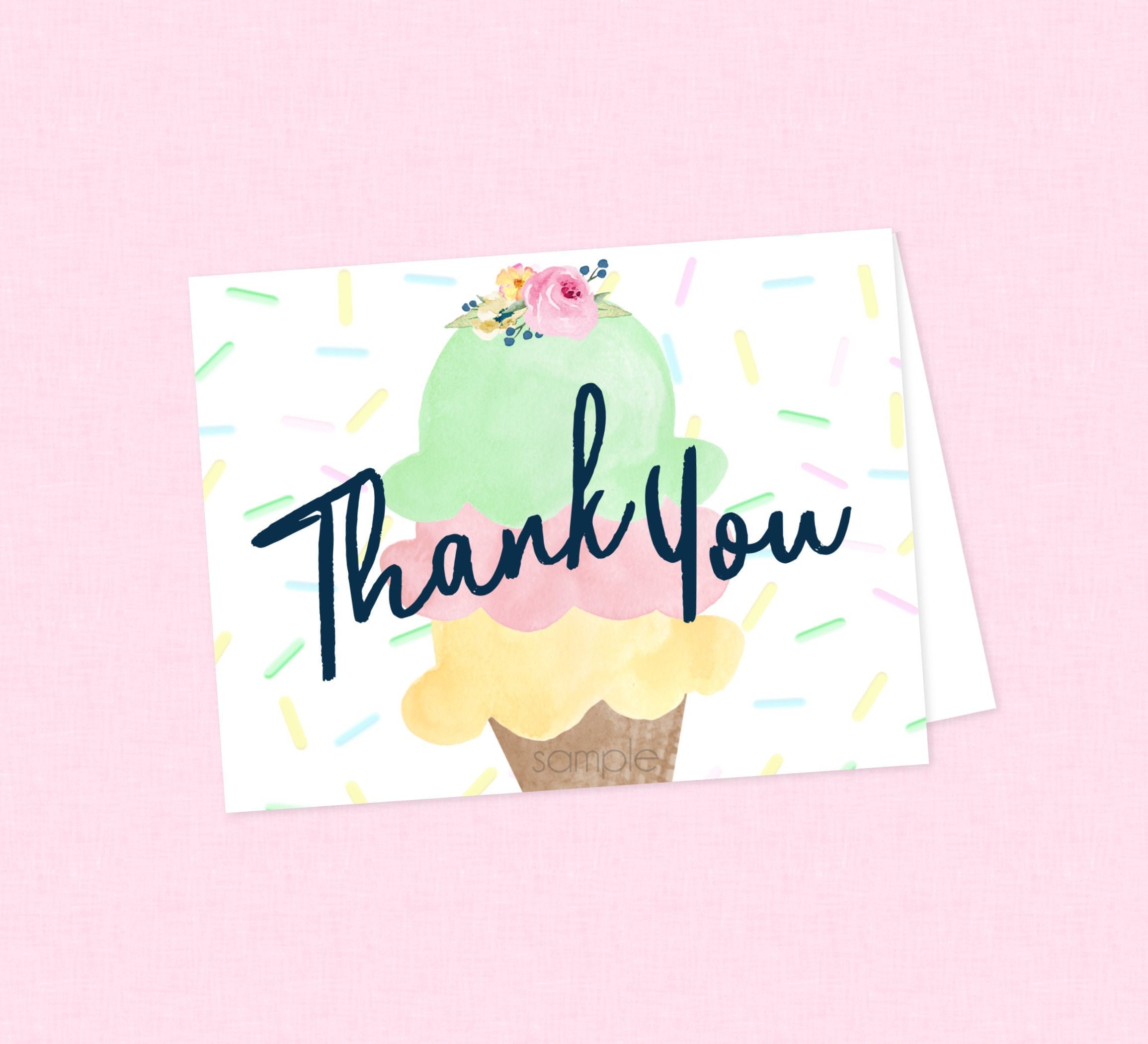 Ice Cream Thank You Card INSTANT DOWNLOAD Ice Cream | Etsy