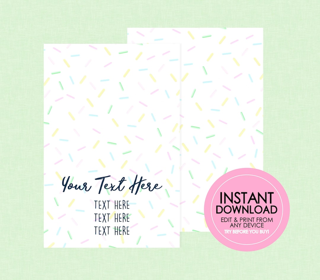 Watercolor Sprinkle Editable 4x6'' Signs or Folding Cards - Create as ...