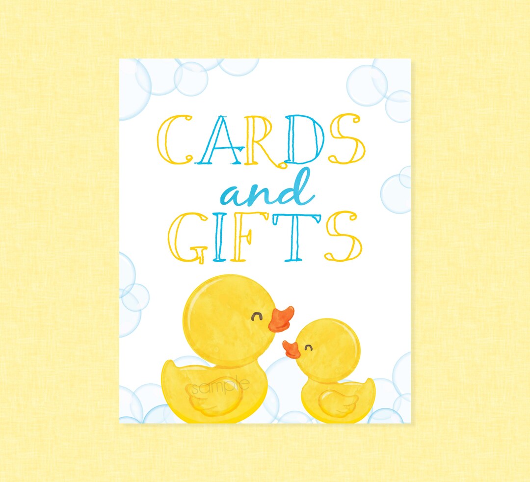 Rubber Duck Cards & Gifts Party Sign - INSTANT DOWNLOAD - Duck Baby ...
