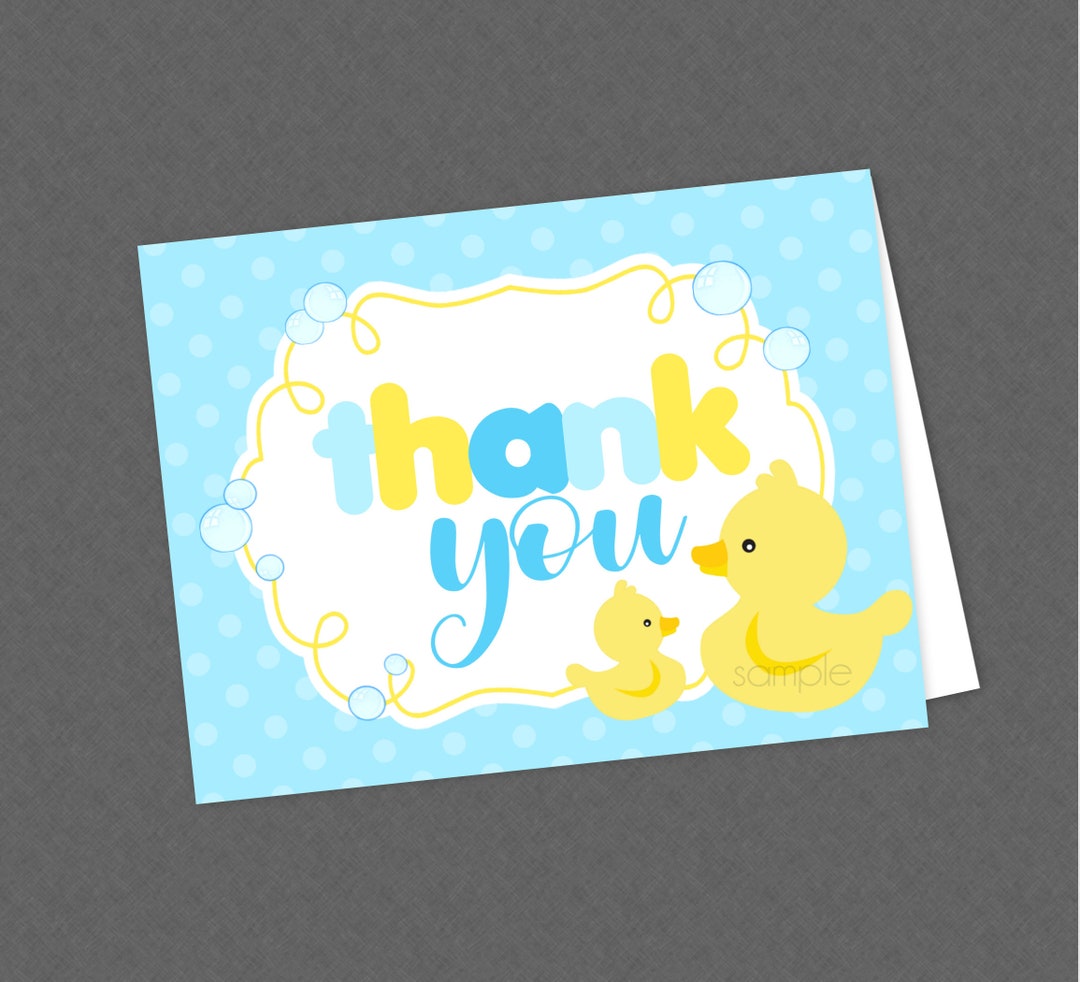 Rubber Duck Thank You Card - INSTANT DOWNLOAD - Rubber Ducky Birthday ...