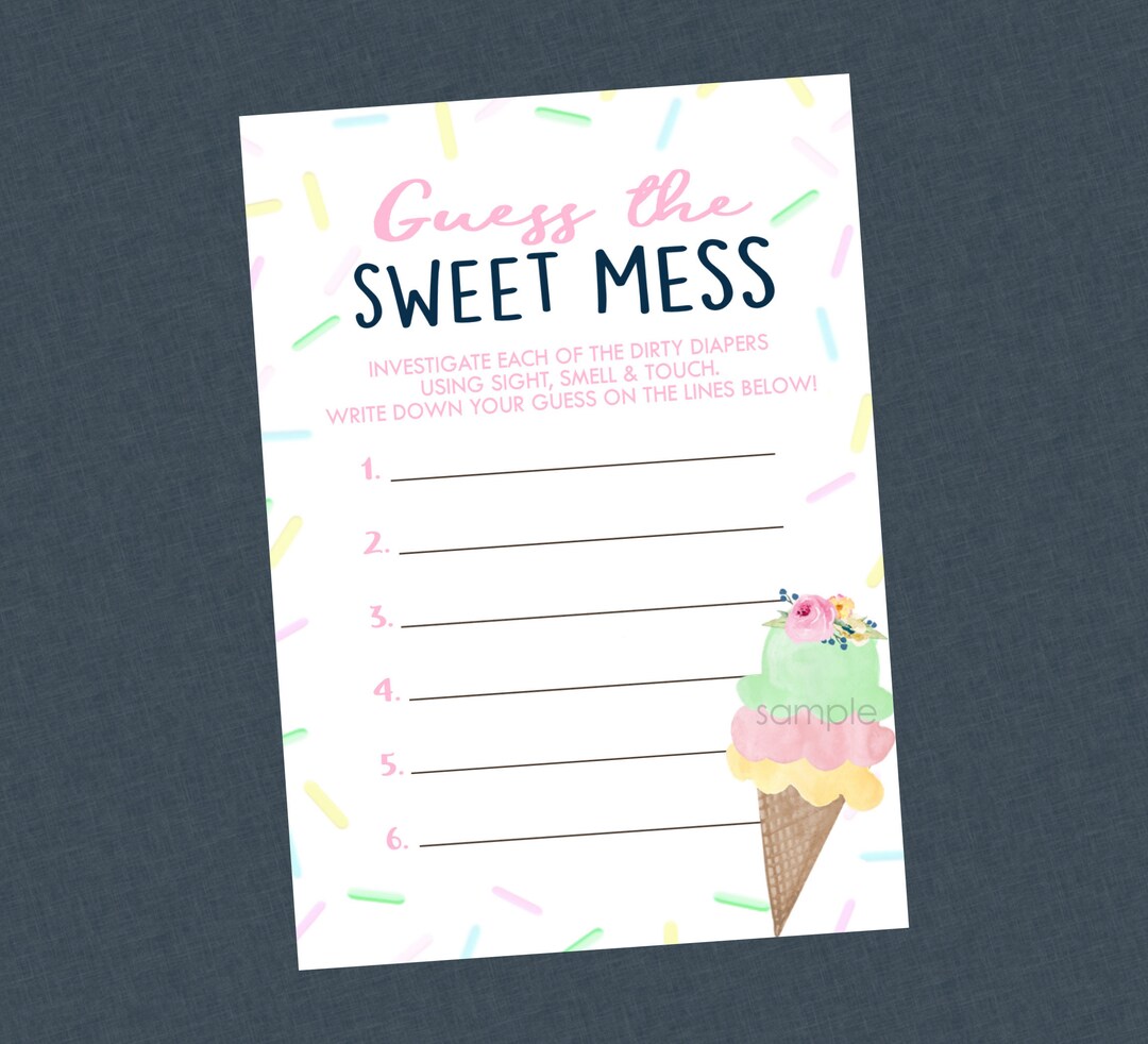 Guess the Sweet Mess Baby Shower Game INSTANT DOWNLOAD Ice - Etsy